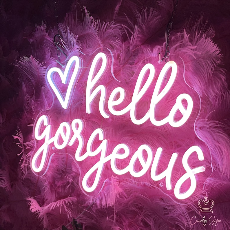Hello Gorgeous Neon Signcustom Heart Signsalon - Etsy