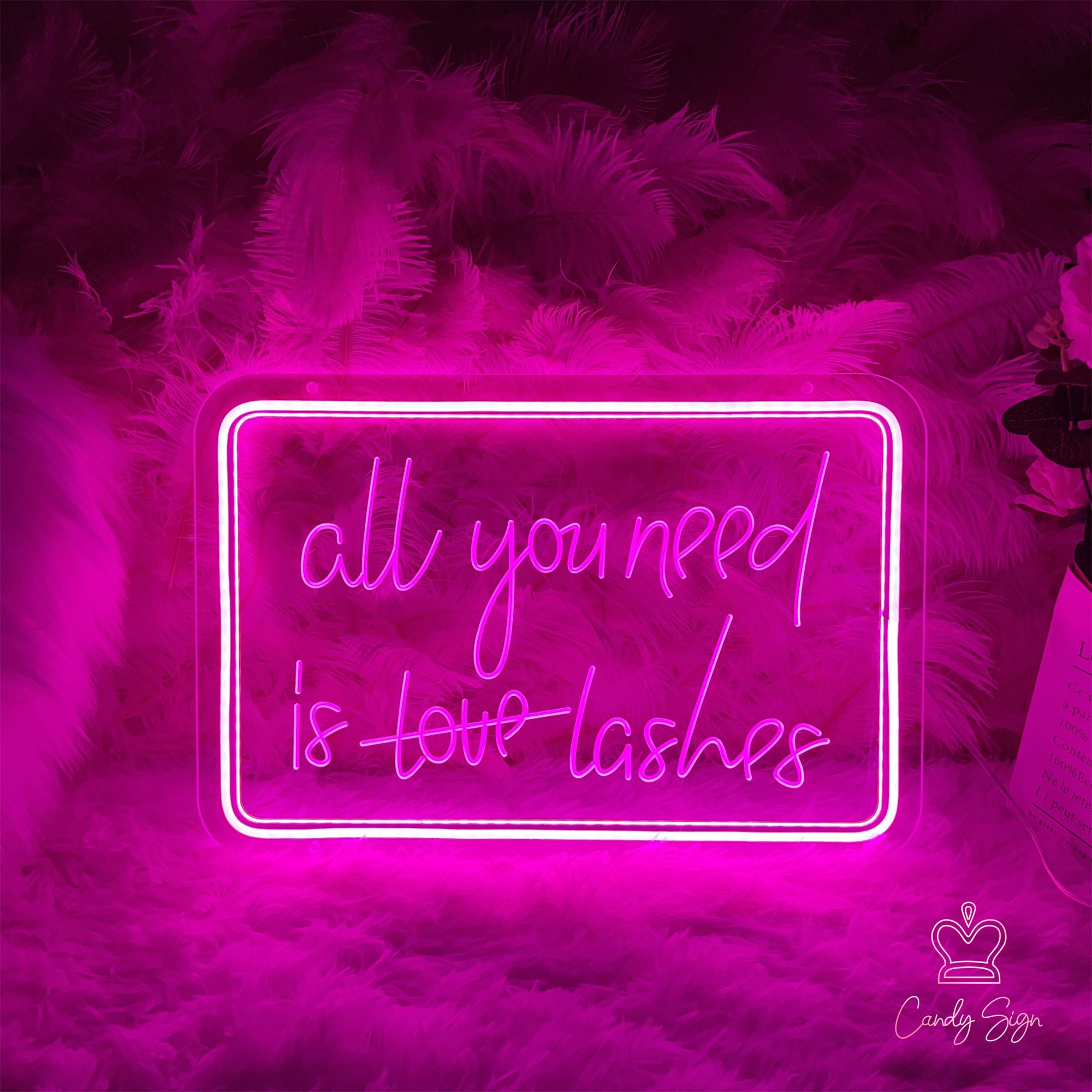 All You Need is Lashes Neon Sign,usb Neon Light for Bedroom,3d Engrave ...