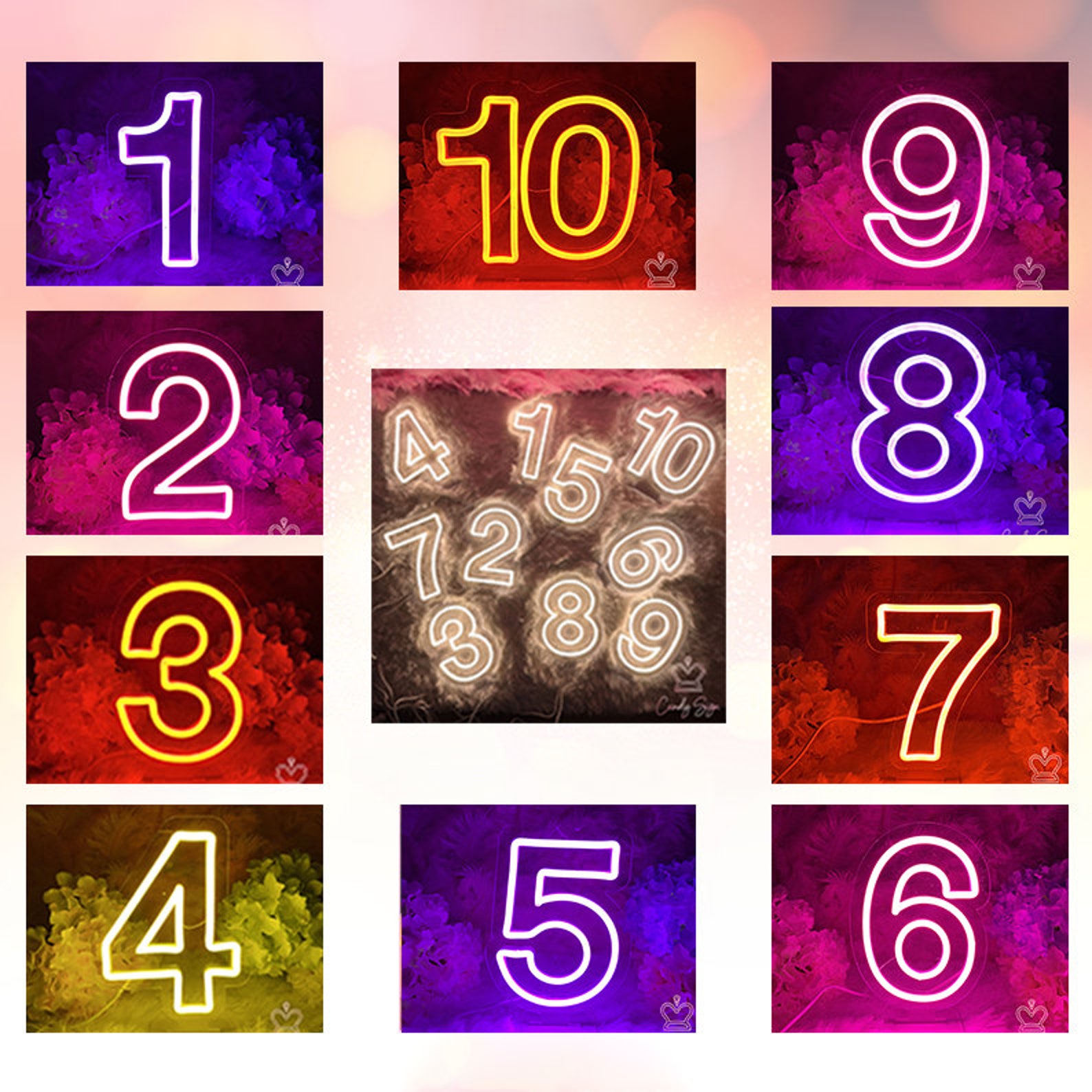 Mini Numbers Neon Sign,9.5 Inch Wedding Number Sign,custom Wedding Neon ...