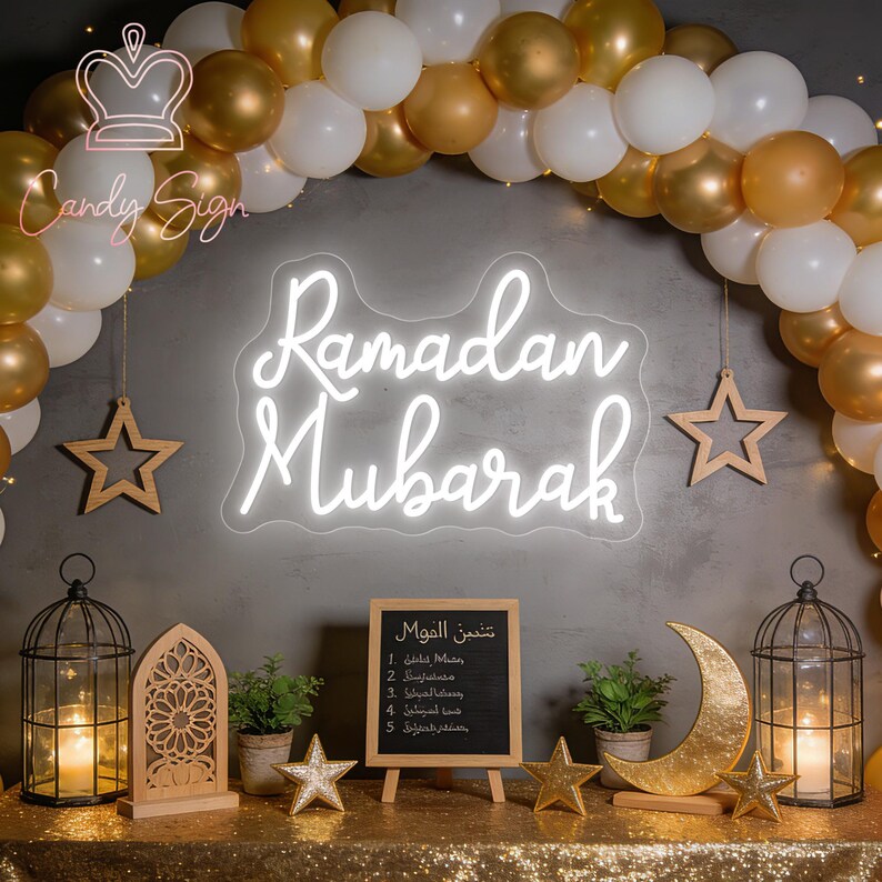 Ramadan Mubarak Neon Sign, Custom Eid Mubarak Ramadan Kareem LED Neon ...