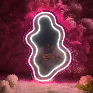 Custom Wave Mirror Neon Sign,y2k Mirror Neon Wall Art,girl's Room Neon ...