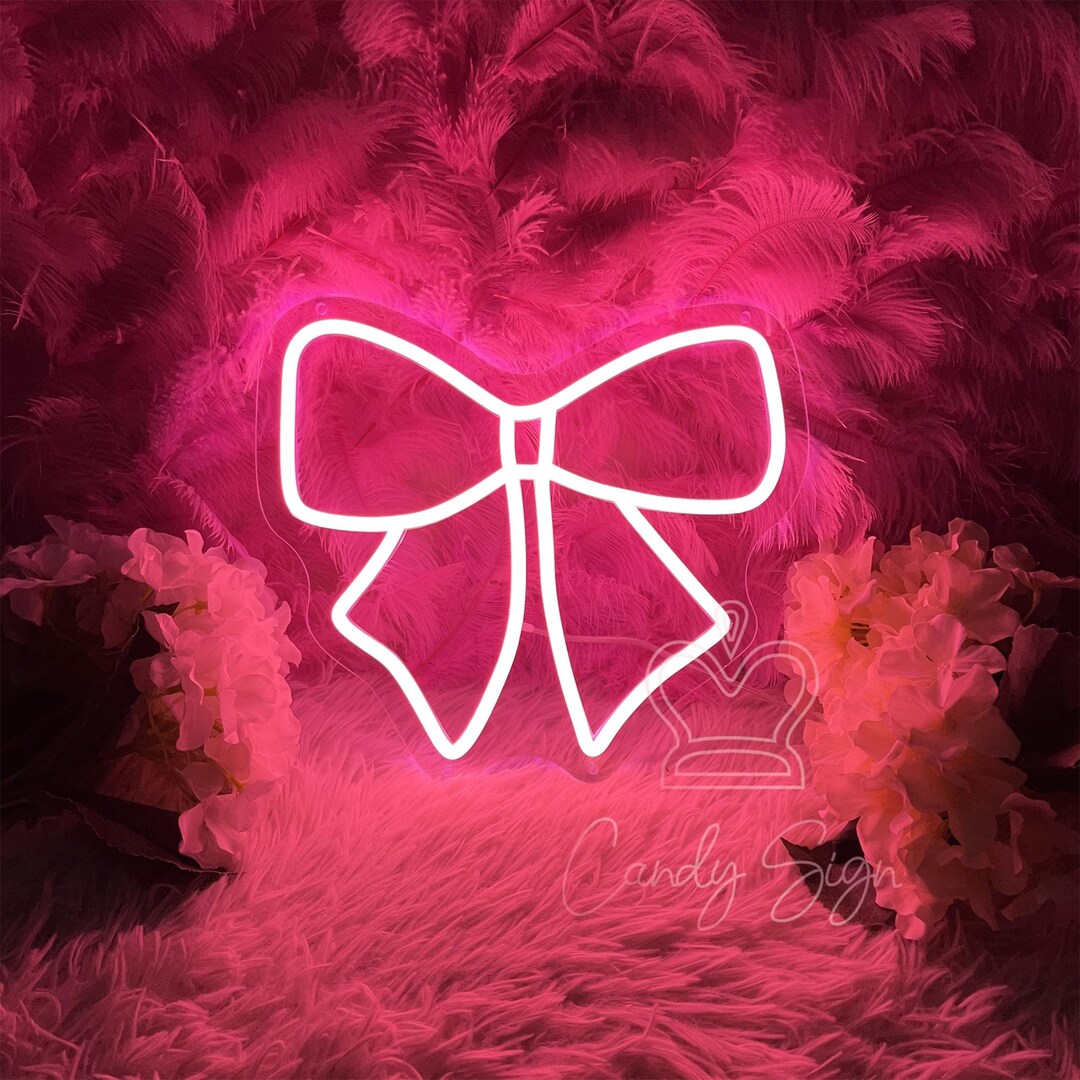Pink Bow Neon Sign,custom LED Neon Sign,home Dorm Wall Decor,girl's ...