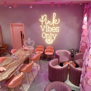 Pink Vibes Only Neon Sign,custom Neon Sign,neon Salon Sign,summer ...