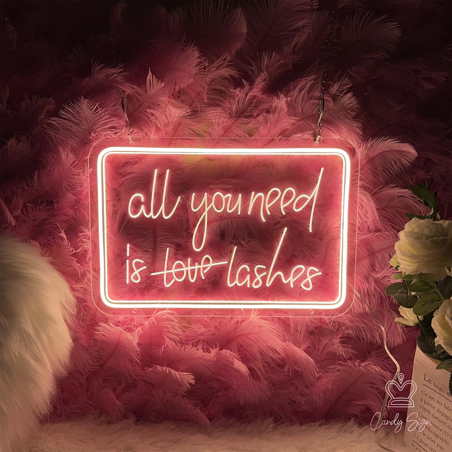 All You Need is Lashes Neon Sign,usb Neon Light for Bedroom,3d Engrave ...