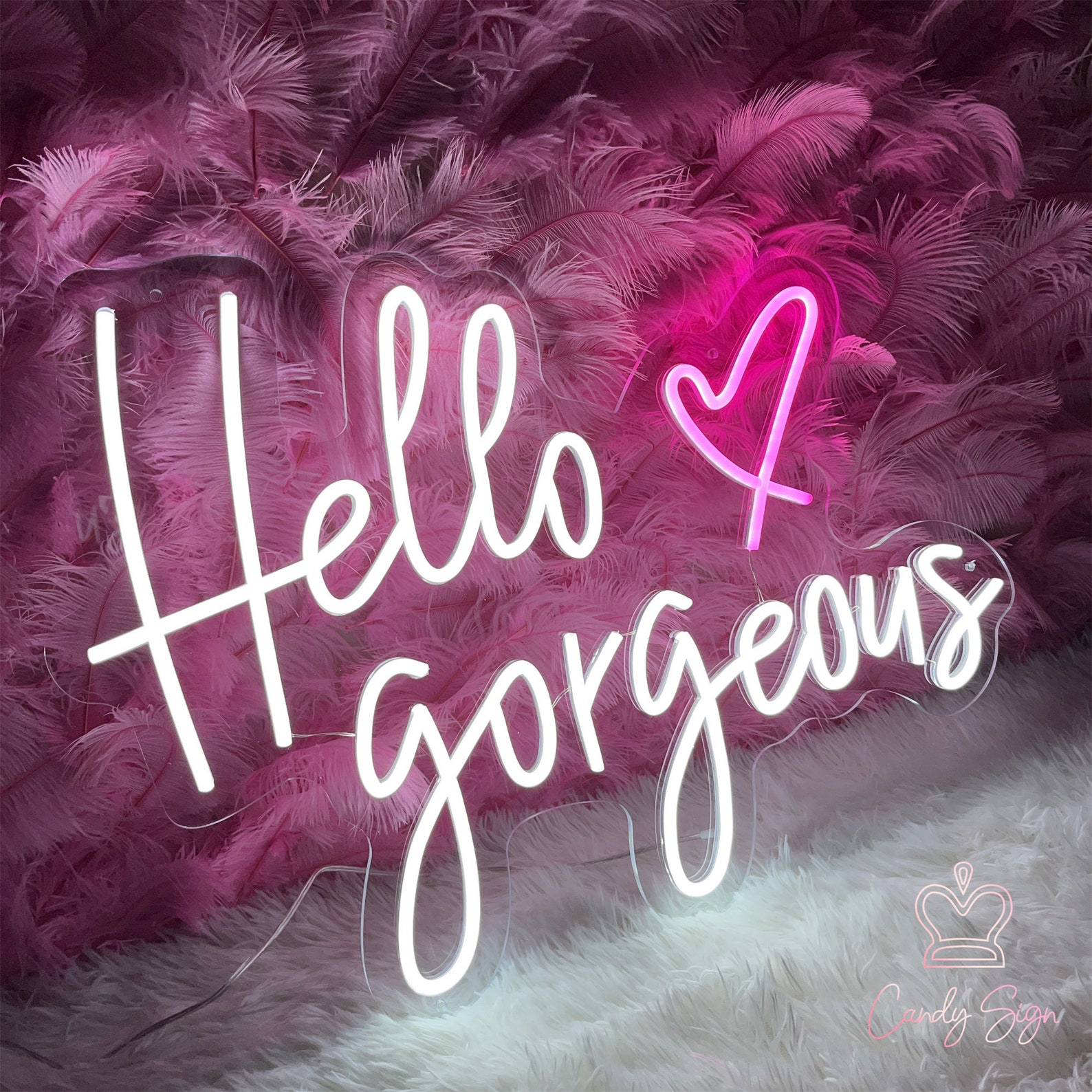 Hello Gorgeous Neon Signcustom Heart Sign Salon - Etsy