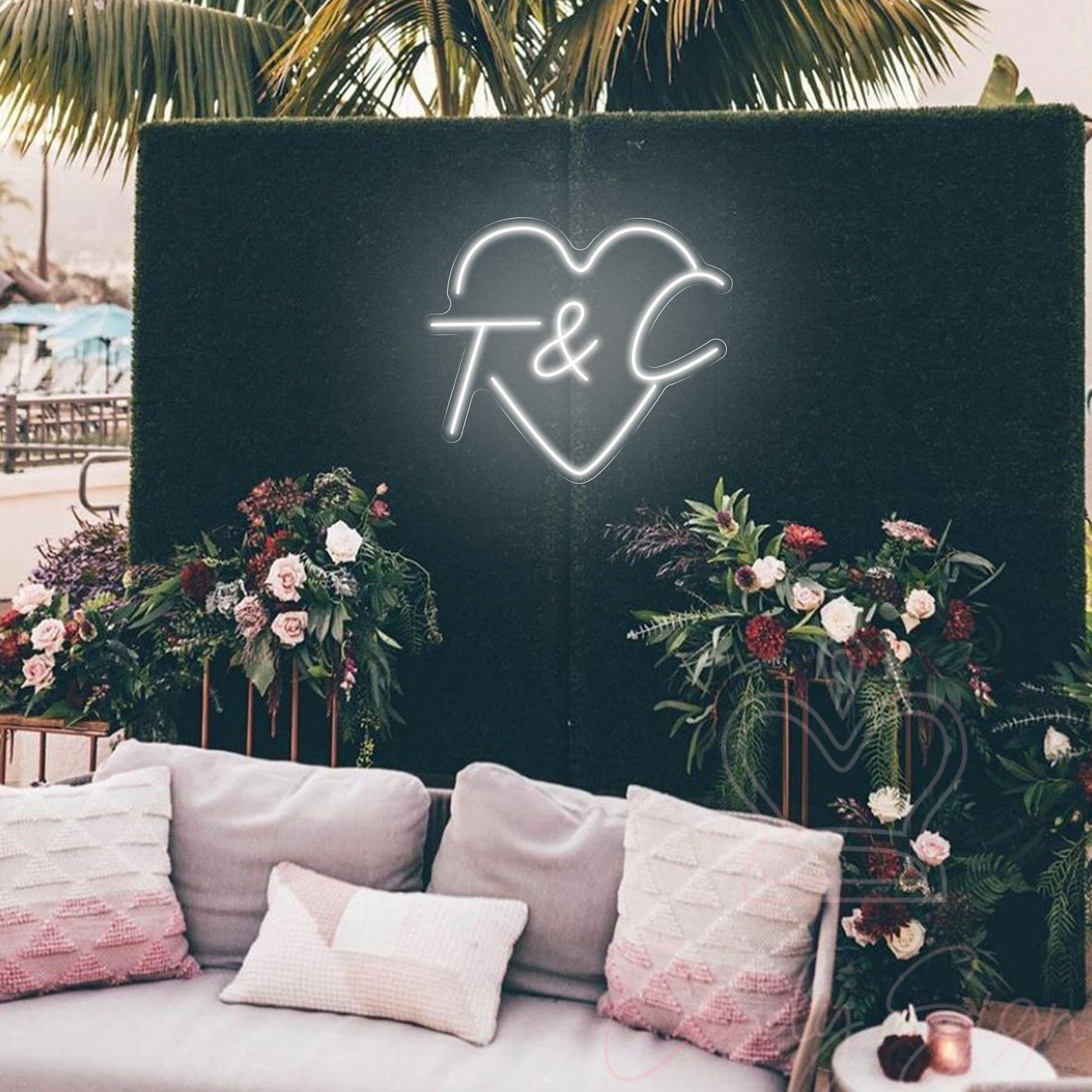 Custom Initials Wedding Neon Sign, Minimalist Initials Neon Wedding ...