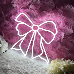 Pink Bow LED Neon Sign, Girl's Room Wall Decor - Etsy