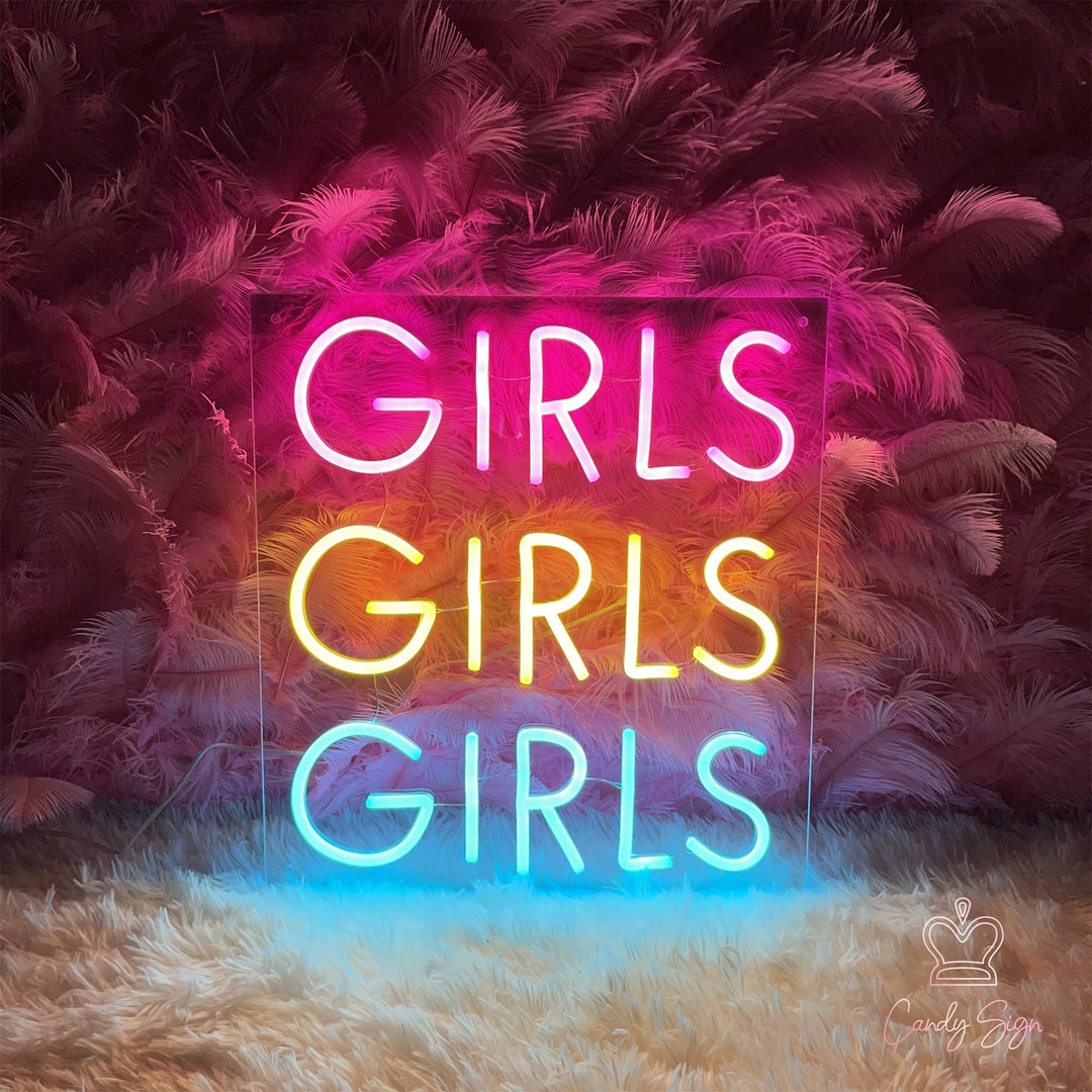 Custom Led Neon Signgirls Girls Girls Neon Signwall - Etsy