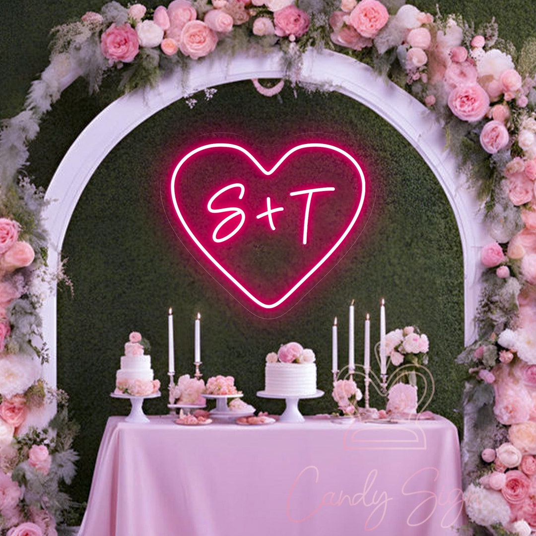 Custom Initials Wedding Neon Sign, Minimalist Initials Neon Wedding ...