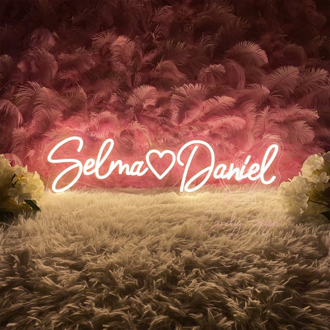 Custom Wedding LED Neon Sign,couple Names With Heart Neon Light,wedding ...