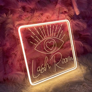 Lash Room Neon Sign Custom Beauty Salon Sign Magic Eye Engrave Wall Art ...
