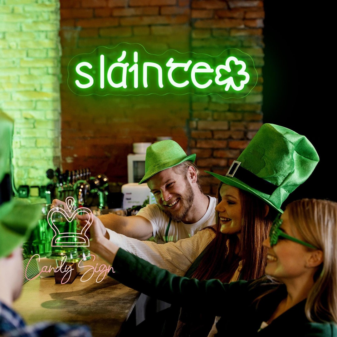 Slainte LED Neon Sign,custom Irish Beer Bar Pub Neon Sign,irish Shamrock Decor,cheers Sign,saint ...