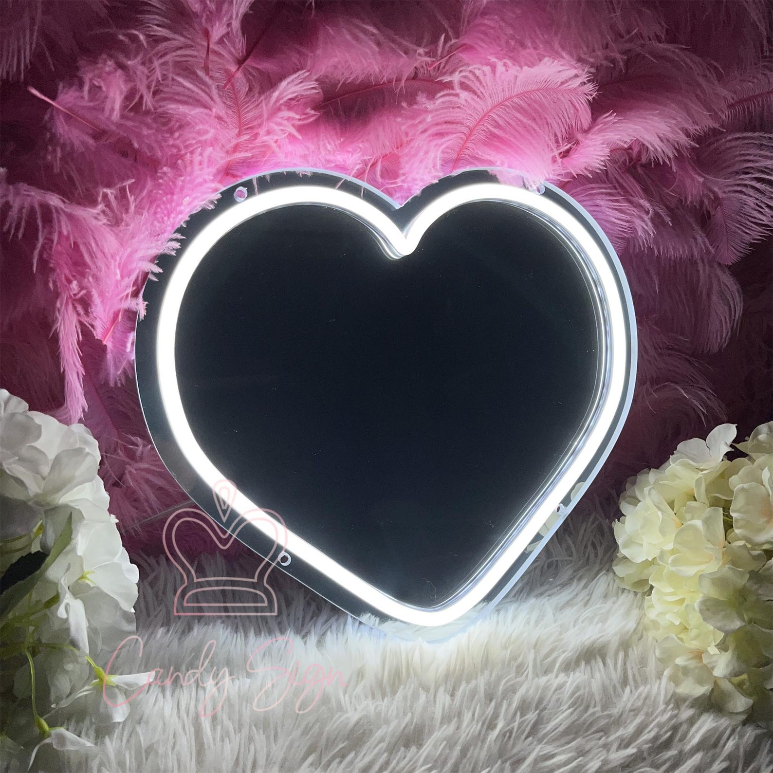Custom Heart Mirror Neon Sign,y2k Mirror Neon Wall Art,beauty Salon ...
