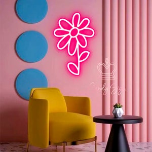 Daisy Flower Neon Sign,custom Chamomile Flower Neon Sign,floral Wall ...