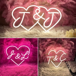 Custom Initials Wedding Neon Sign, Minimalist Initials Neon Wedding ...