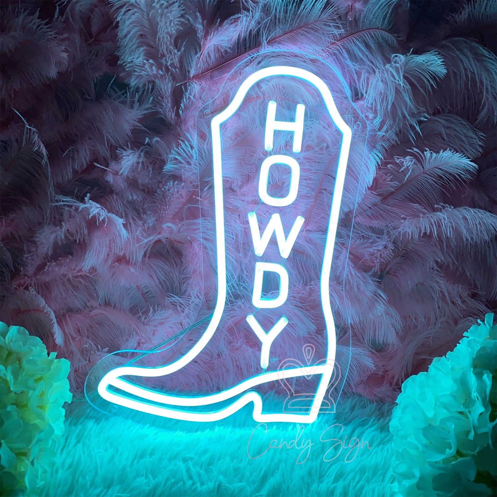 Howdy Boots Neon Sign,custom Western Cowgirl LED Neon Light,light up ...