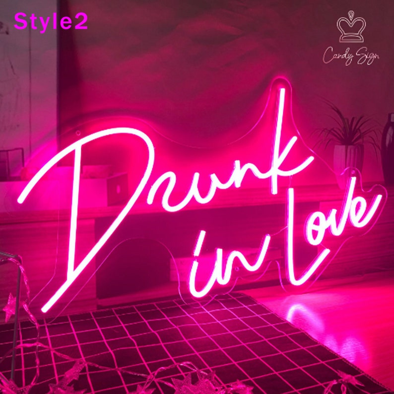 Drunk In Love Neon Sign Led Neon Sign Custom Pink Wedding Neon Etsy