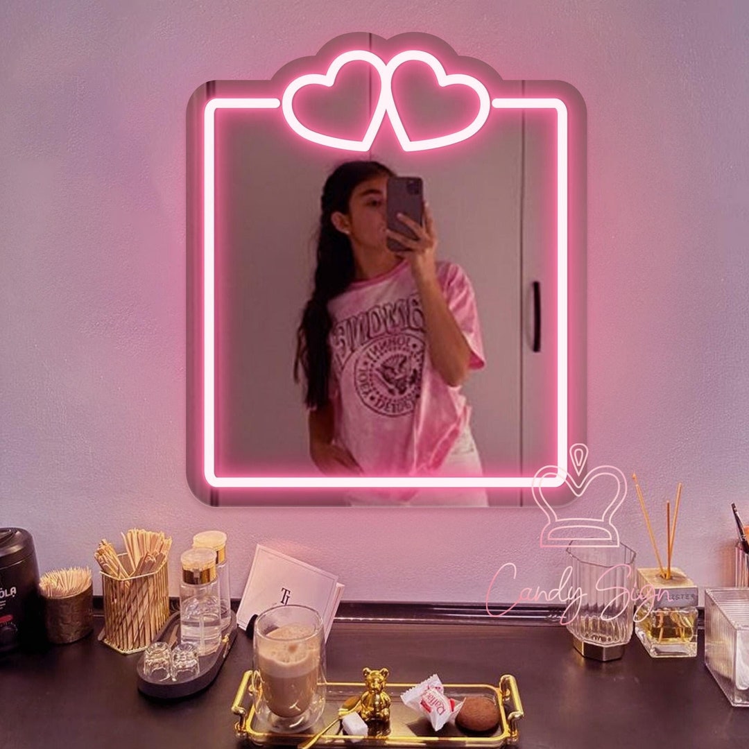 Custom Heart Mirror Neon Sign,y2k Mirror Neon Wall Art,beauty Salon ...
