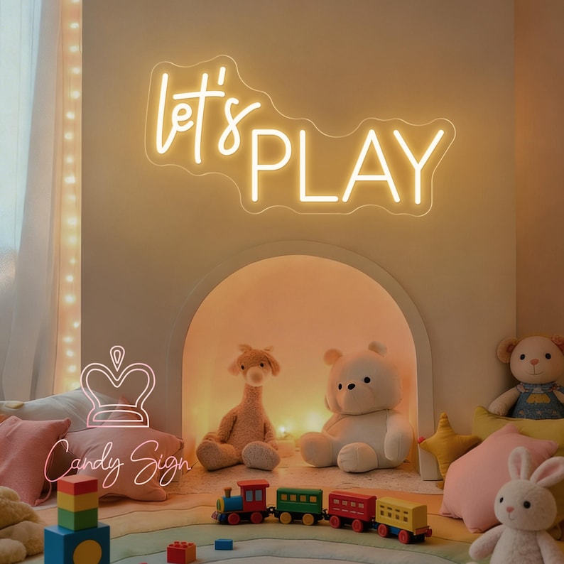 Let's Play Neon Sign, Custom Playroom LED Light, Playroom Wall Decor ...