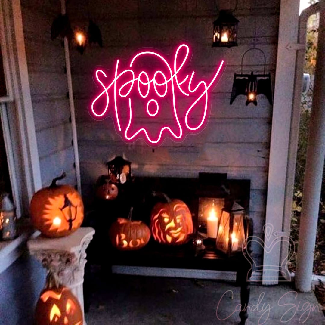 Spooky Boo Neon Sign Custom Halloween Led Light Sign Cute Ghost Light ...
