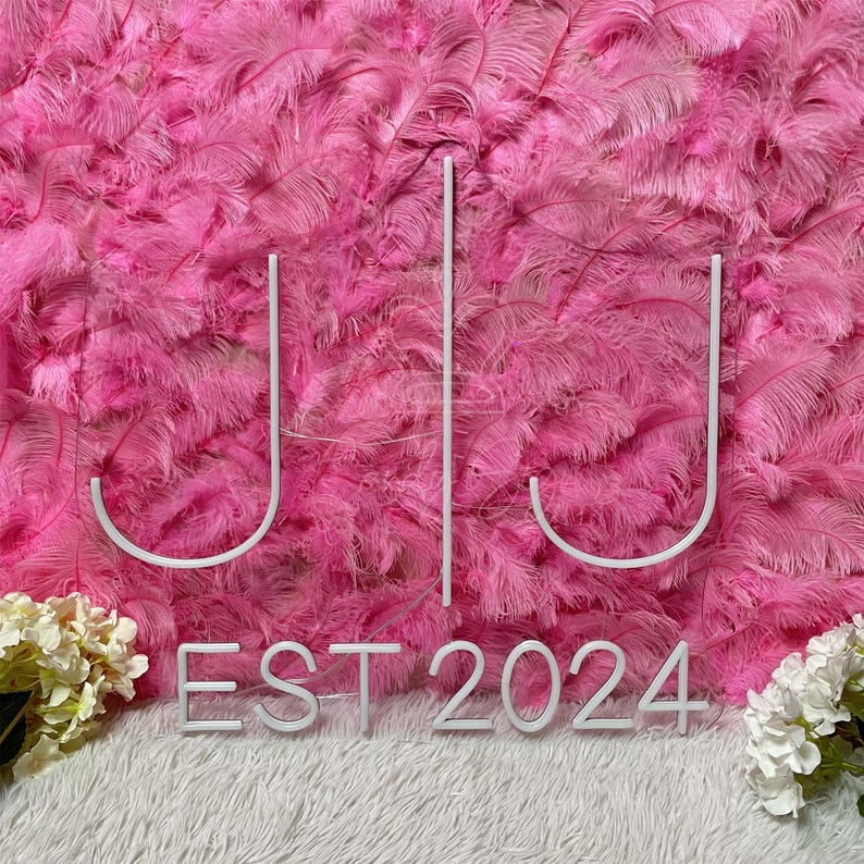 Custom Initials & EST Year LED Neon Sign, Wedding Reception Engagement ...
