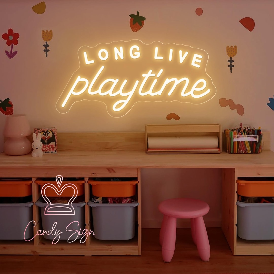 Long Live Playtime Neon Sign, Custom Playroom LED Light, Playroom Wall ...