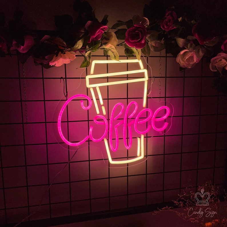Coffee Cup Neon Signsneon Sign Wall Decorpink Led Signshop - Etsy