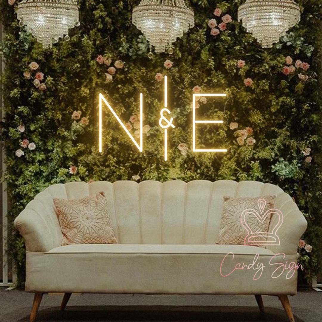 Custom Initials Name LED Neon Sign,minimalist Wedding Initials Neon ...