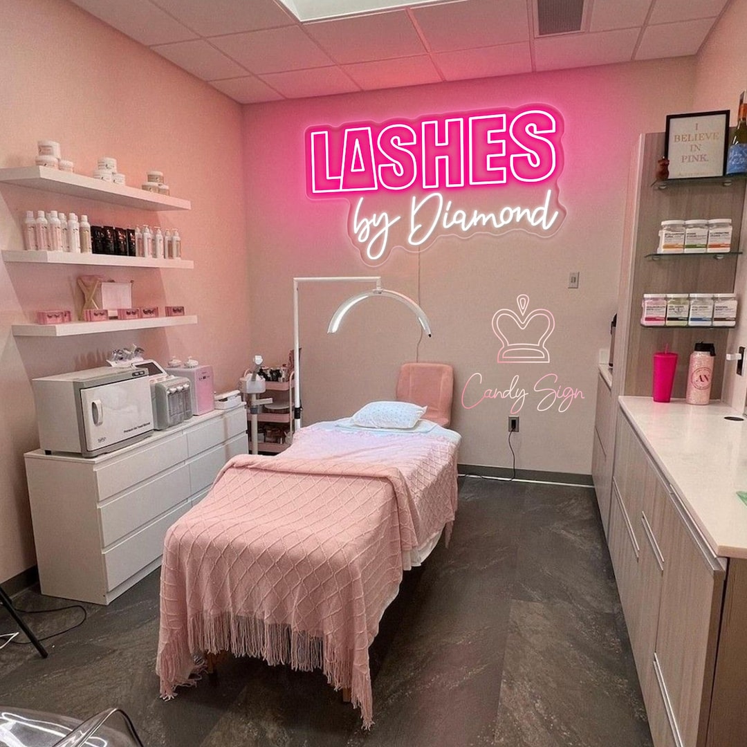 Lashes by Diamond Neon Sign,custom Lash Room Neon Decor,lash Salon Sign ...