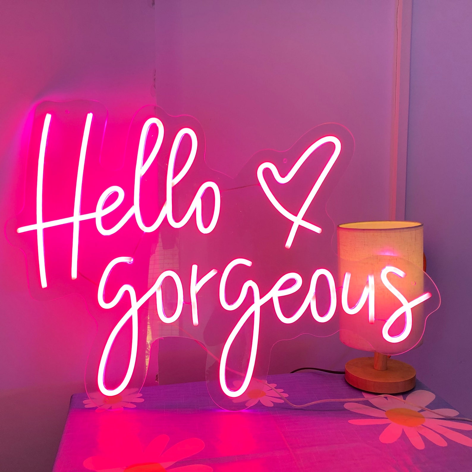 Hello Gorgeous Neon Signcustom Heart Sign Salon - Etsy