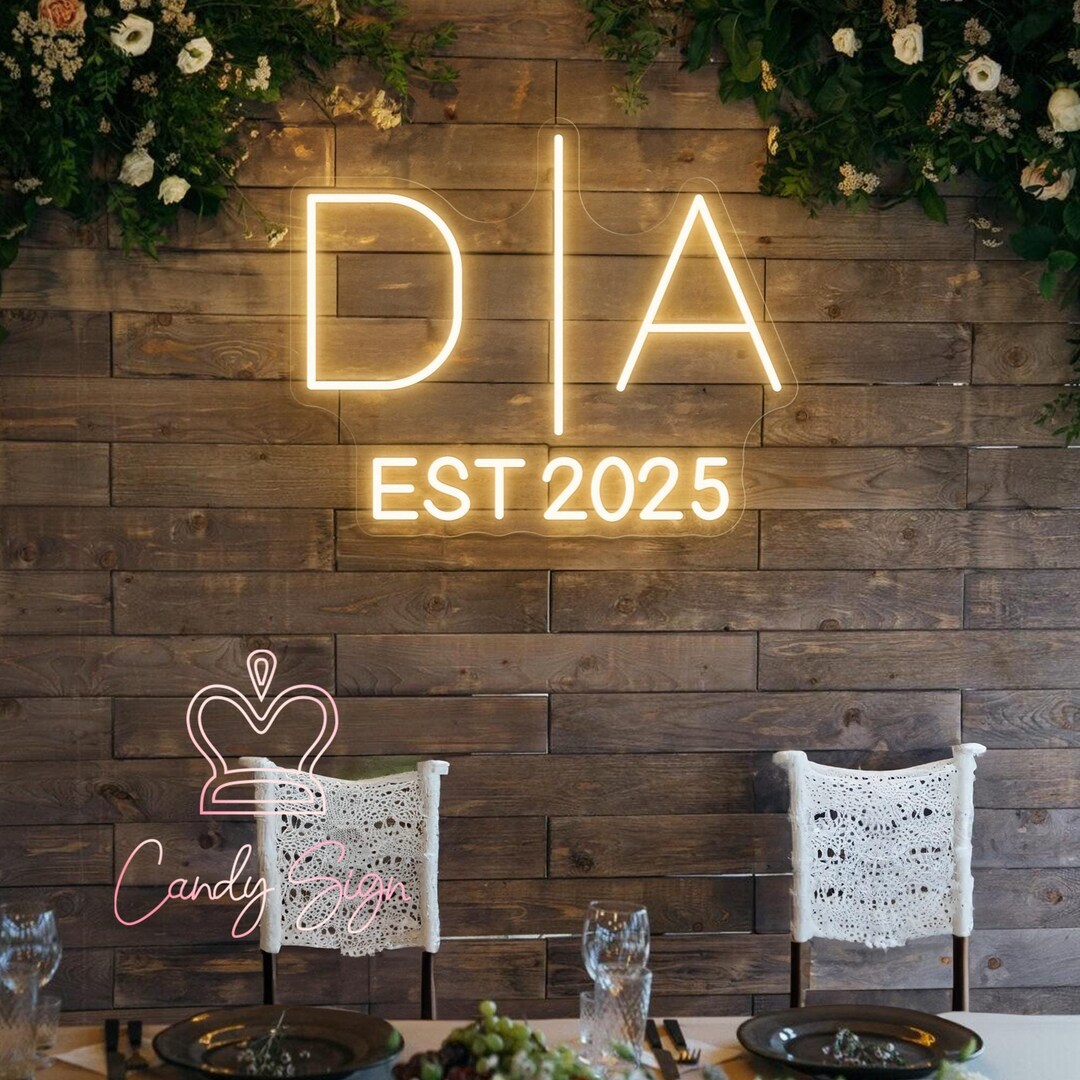 Custom Initials & EST Year LED Neon Sign, Wedding Reception Engagement ...