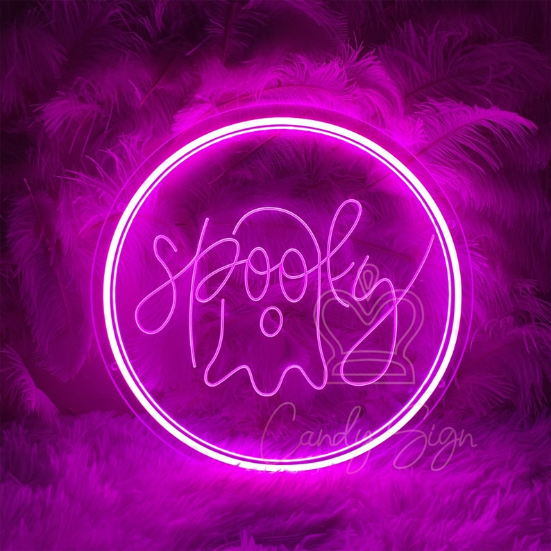 Spooky Boo Neon Sign Custom Halloween Led Light Sign Cute Ghost Light ...