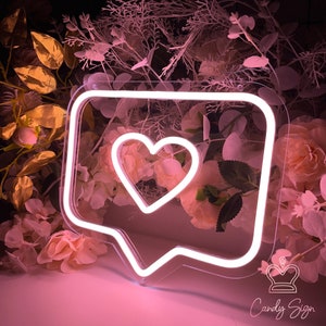 Like Neon Sign Bedroom Custom Salon Decor Social Media Heart Likes Sign ...