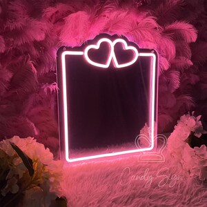 Custom Heart Mirror Neon Sign,y2k Mirror Neon Wall Art,beauty Salon ...