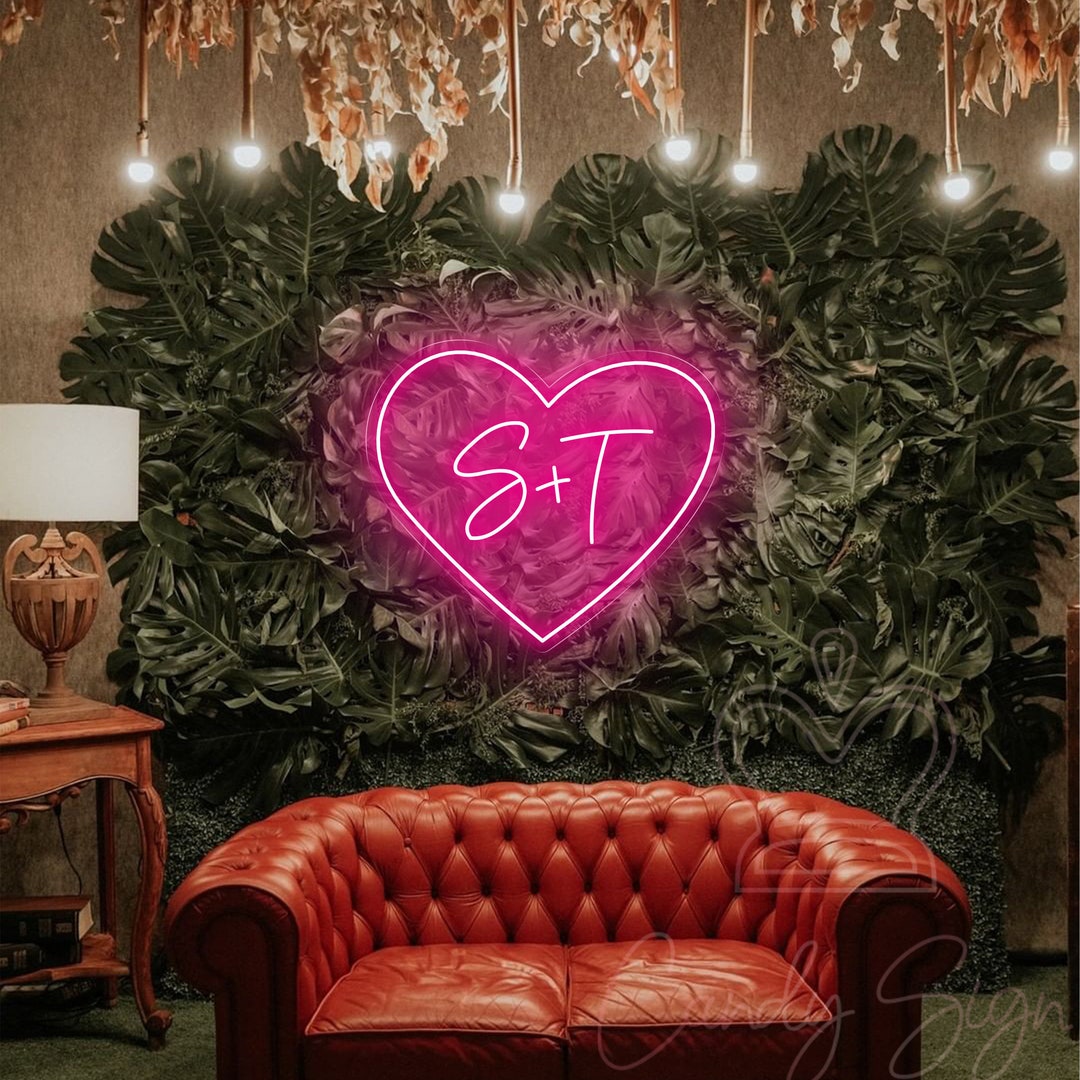 Custom Initials Wedding Neon Sign, Minimalist Initials Neon Wedding ...