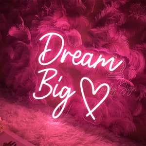 Dream Big Neon Sign,custom Neon Sign,pink Beauty Office Sign,sign for ...