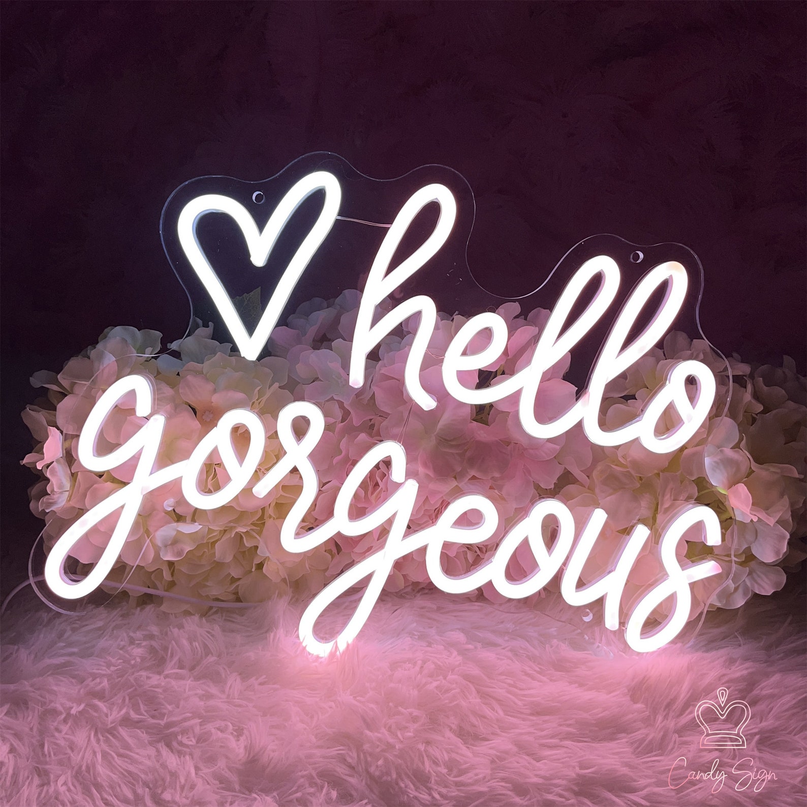 Hello Gorgeous Neon Signcustom Heart Signsalon - Etsy