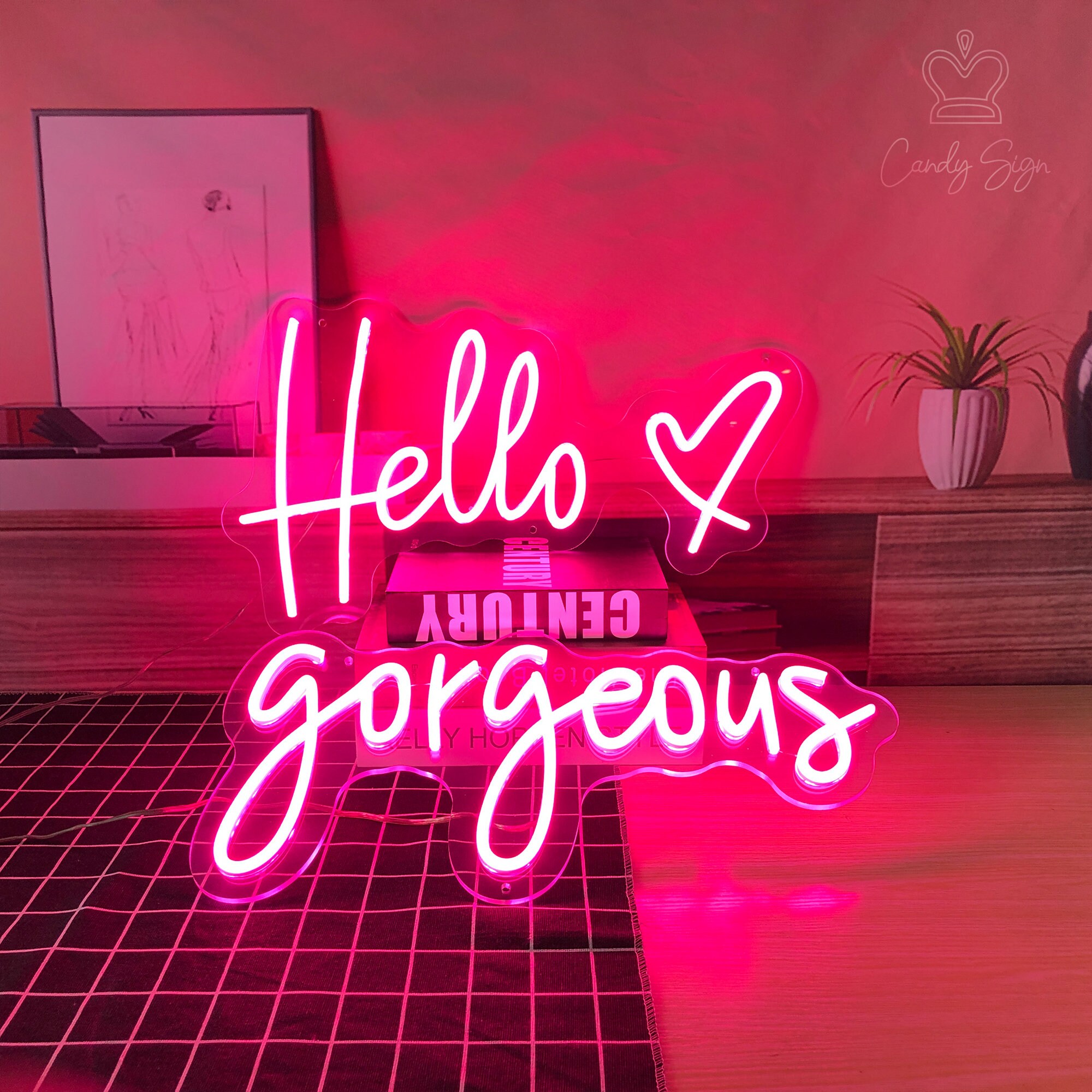 2 Pcs Hello Gorgeous Custom Neon Sign Light Pink Sign | Etsy