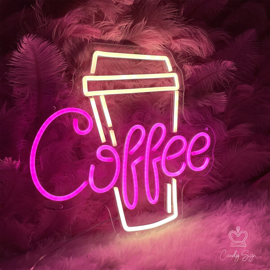 Coffee Cup Neon Signsneon Sign Wall Decorpink Led Signshop - Etsy