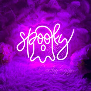 Spooky Boo Neon Sign Custom Halloween Led Light Sign Cute Ghost Light ...