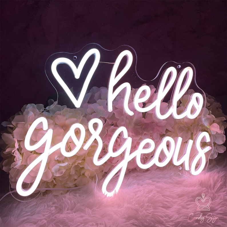 Hello Gorgeous Neon Signcustom Heart Signsalon - Etsy