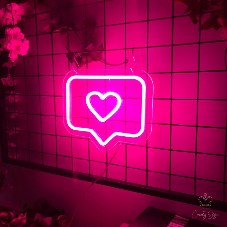Like Neon Sign Bedroom Custom Salon Decor Social Media Heart - Etsy