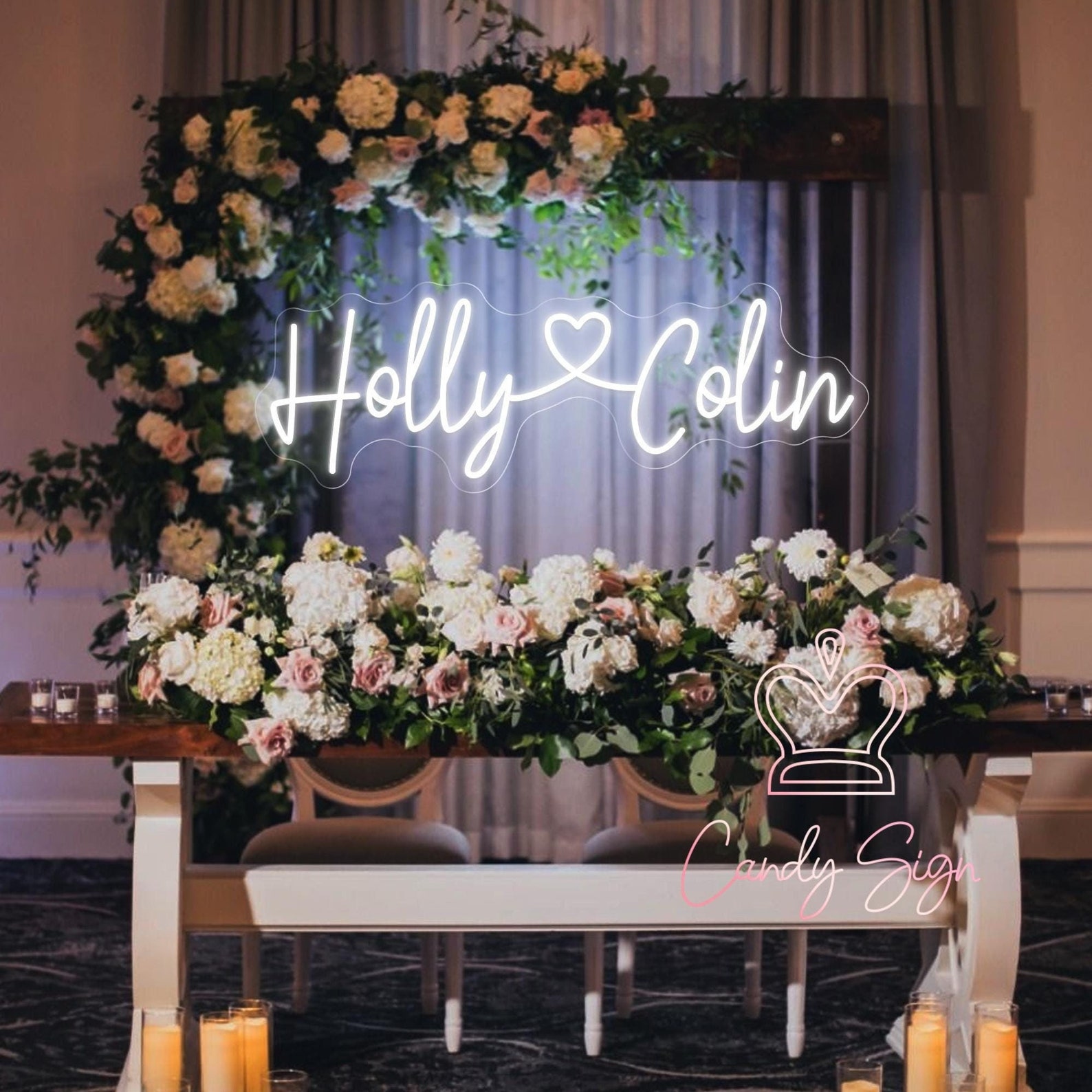 Custom Wedding LED Neon Sign,couple Names With Heart Neon Light,wedding ...