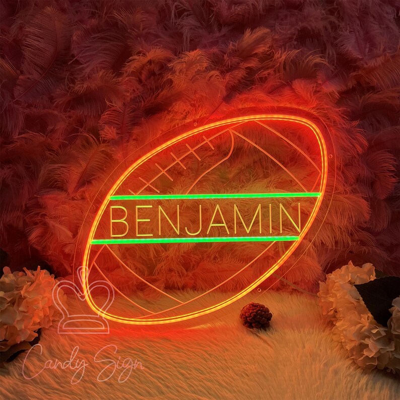 Custom Rugby Name Neon Sign for Kids, Football LED Name Light, Boy's ...