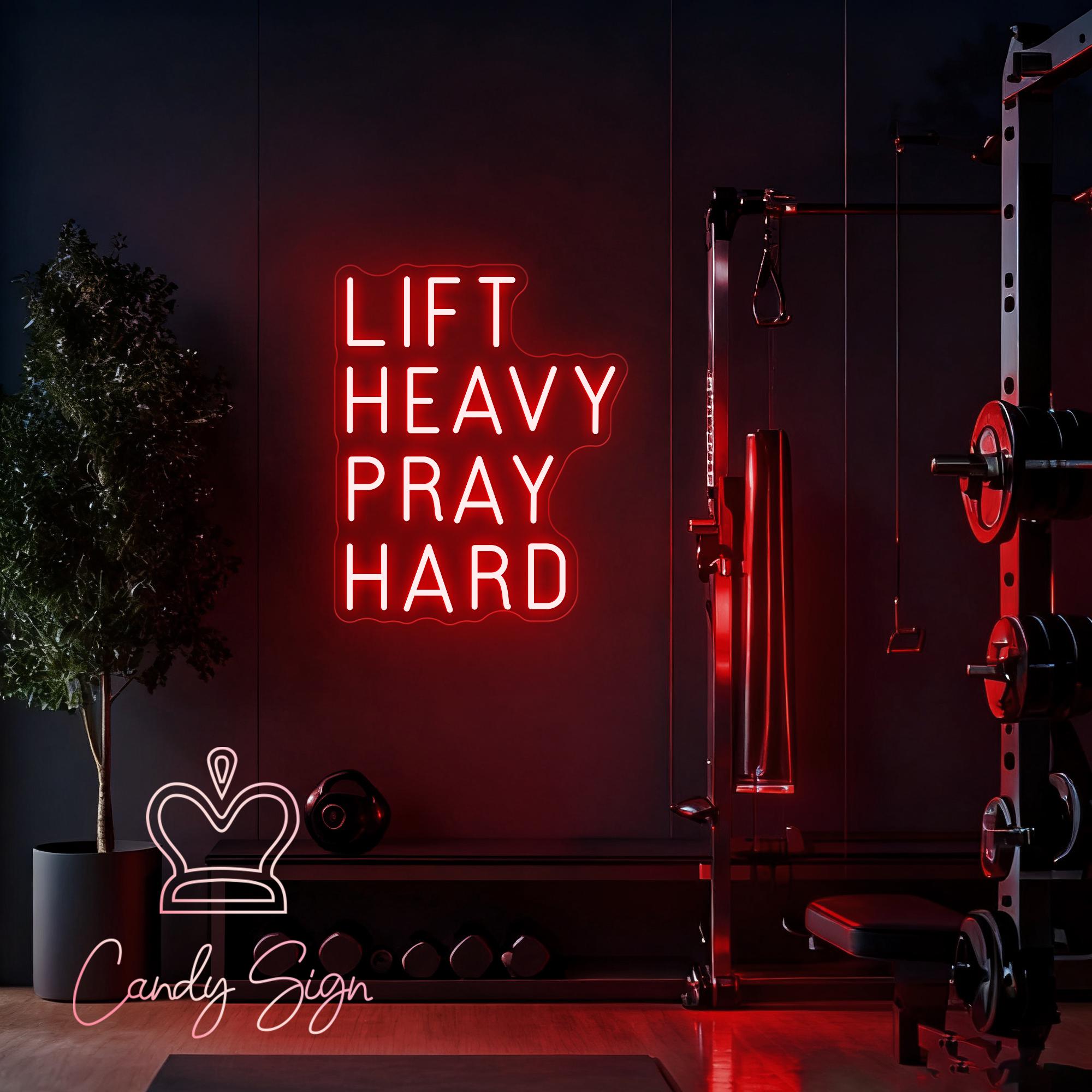 Lift Heavy Pray Hard Neon Sign,custom Home Gym Neon Light,workout Room ...