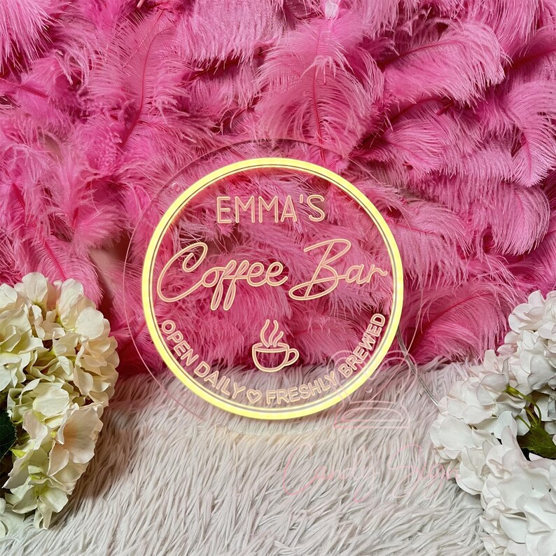 Custom Coffee Bar Name Neon Sign,3d Engrave USB Sign for Coffee Shop ...