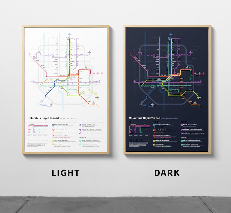 Columbus Ohio Fantasy Transit Map - Etsy