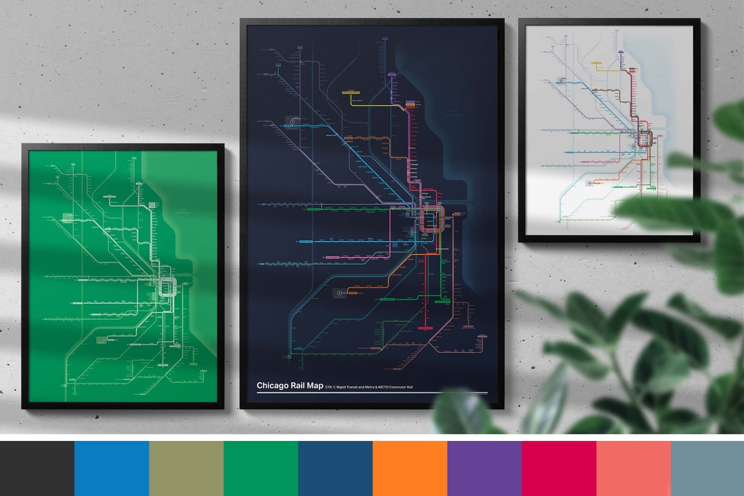 Chicago Train Map - CTA 'L' and Commuter Rail - Etsy