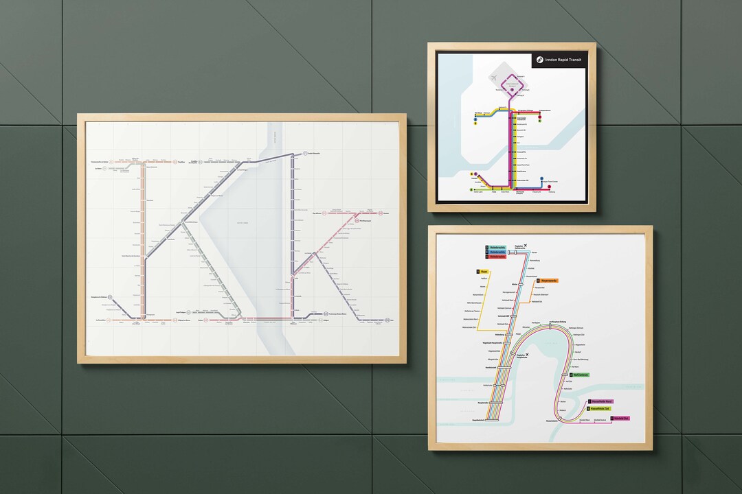 Typographic Transit Maps - Stylized Map Designs - Etsy
