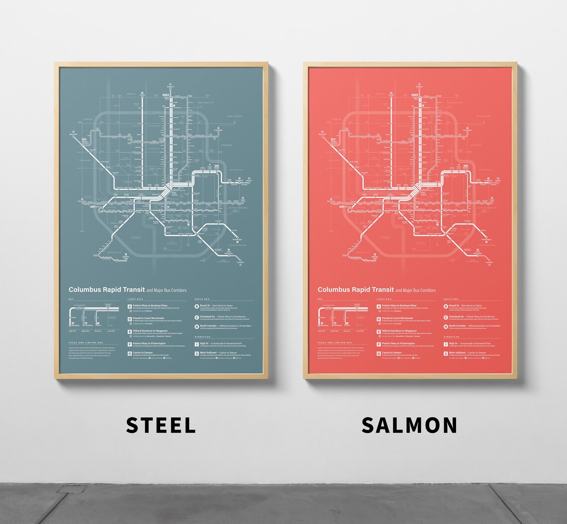 Columbus Ohio Fantasy Transit Map - Etsy